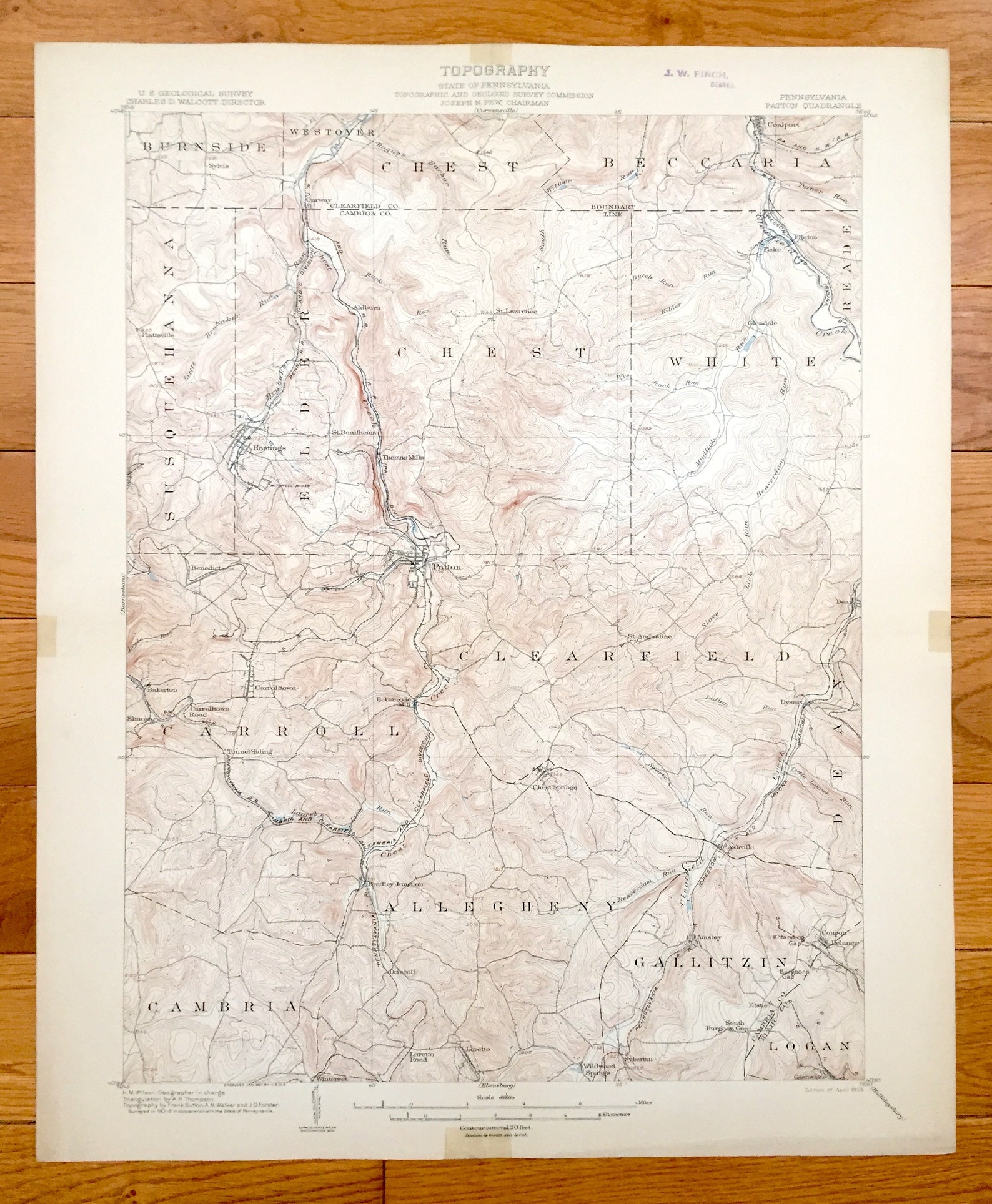 Antique Patton, Pennsylvania 1904 US Geological Survey Topographic Map ...
