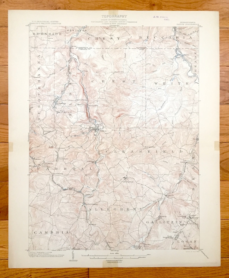 Antique Patton Pennsylvania 1904 US Geological Survey - Etsy