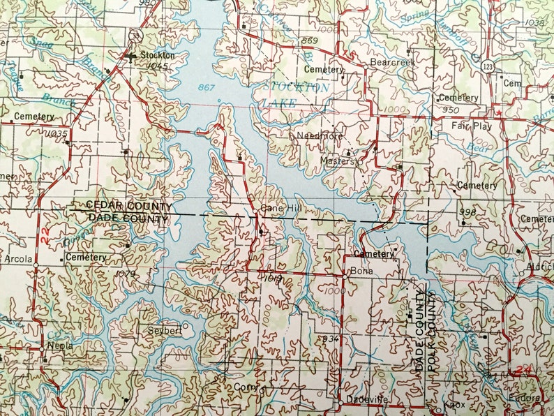 Antique Springfield, Missouri 1954 US Geological Survey Topographic Map ...