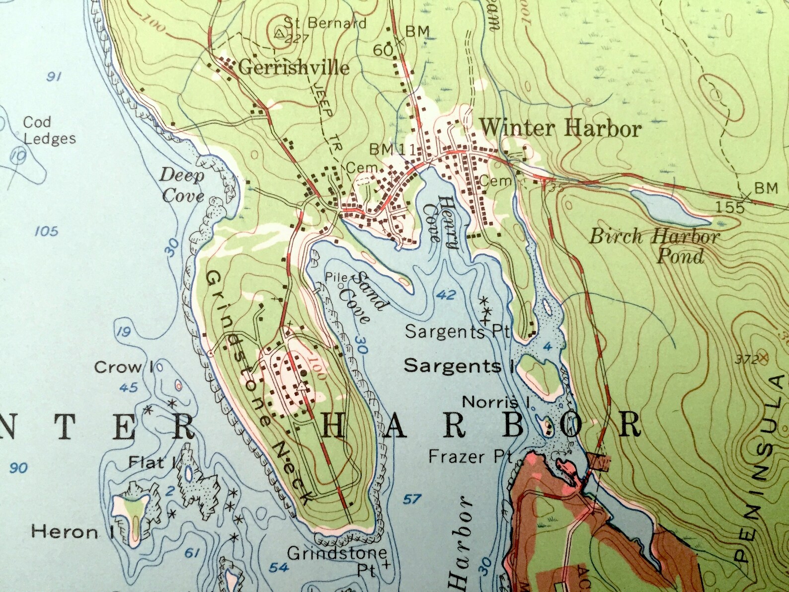 Antique Bar Harbor Maine 1956 US Geological Survey - Etsy