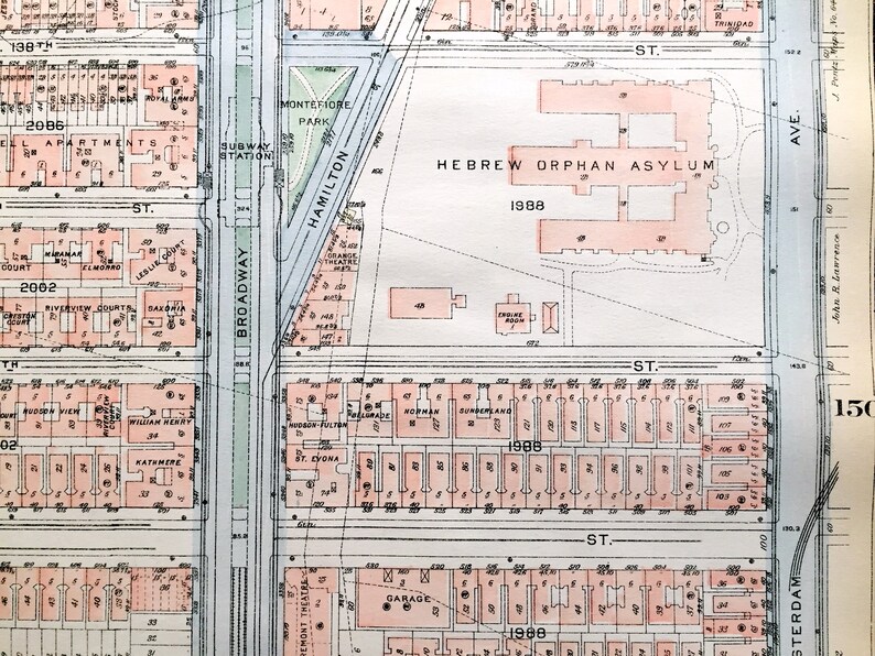 Antique Manhattan, New York City Map From Bromley's 1925 Manhattan Land ...