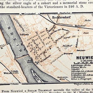 Antique 1911 Neuwied, Germany Map From Baedekers Guide Atlas ...