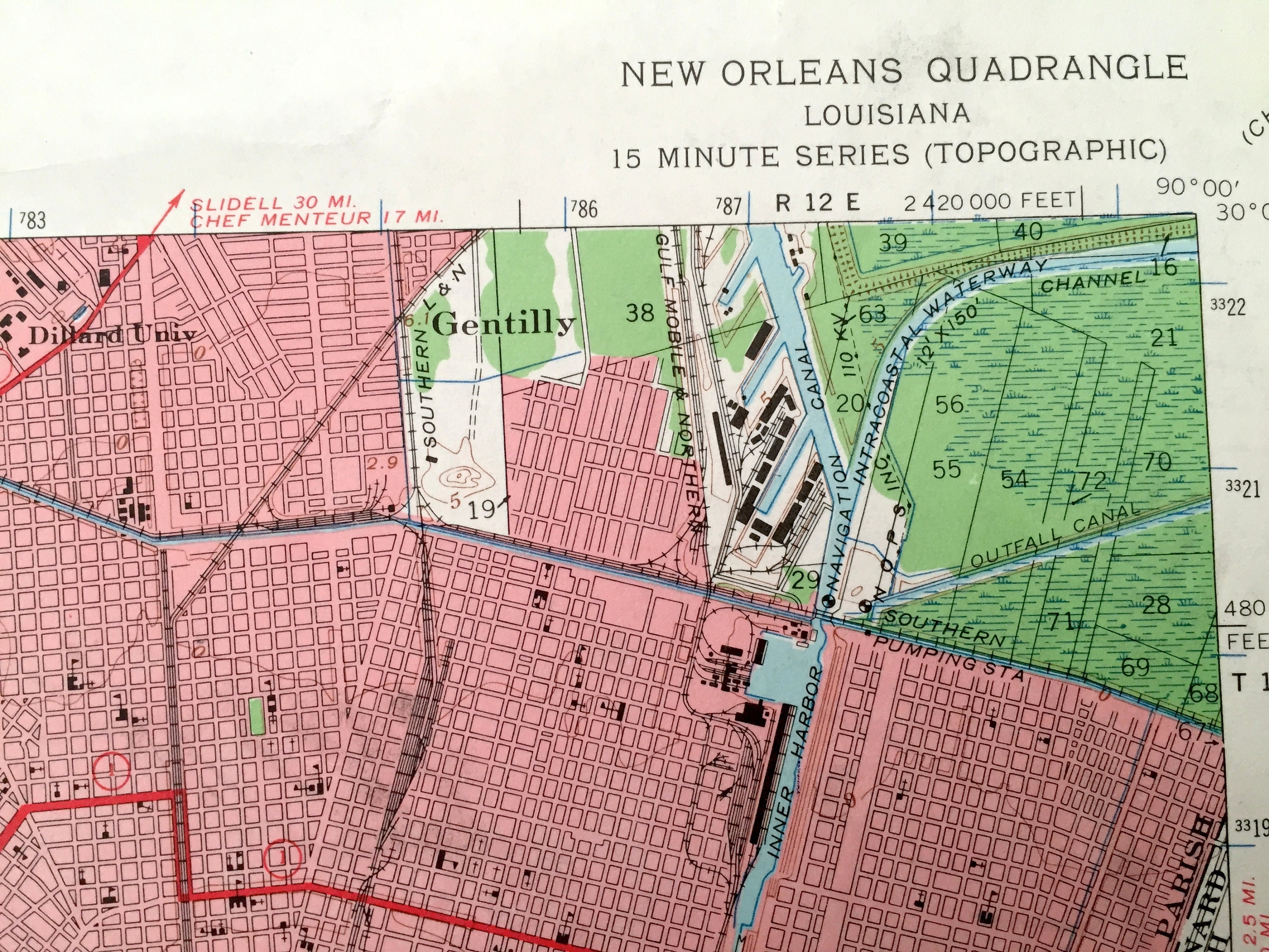 Antique New Orleans, Louisiana 1950 US Geological Survey Topographic ...