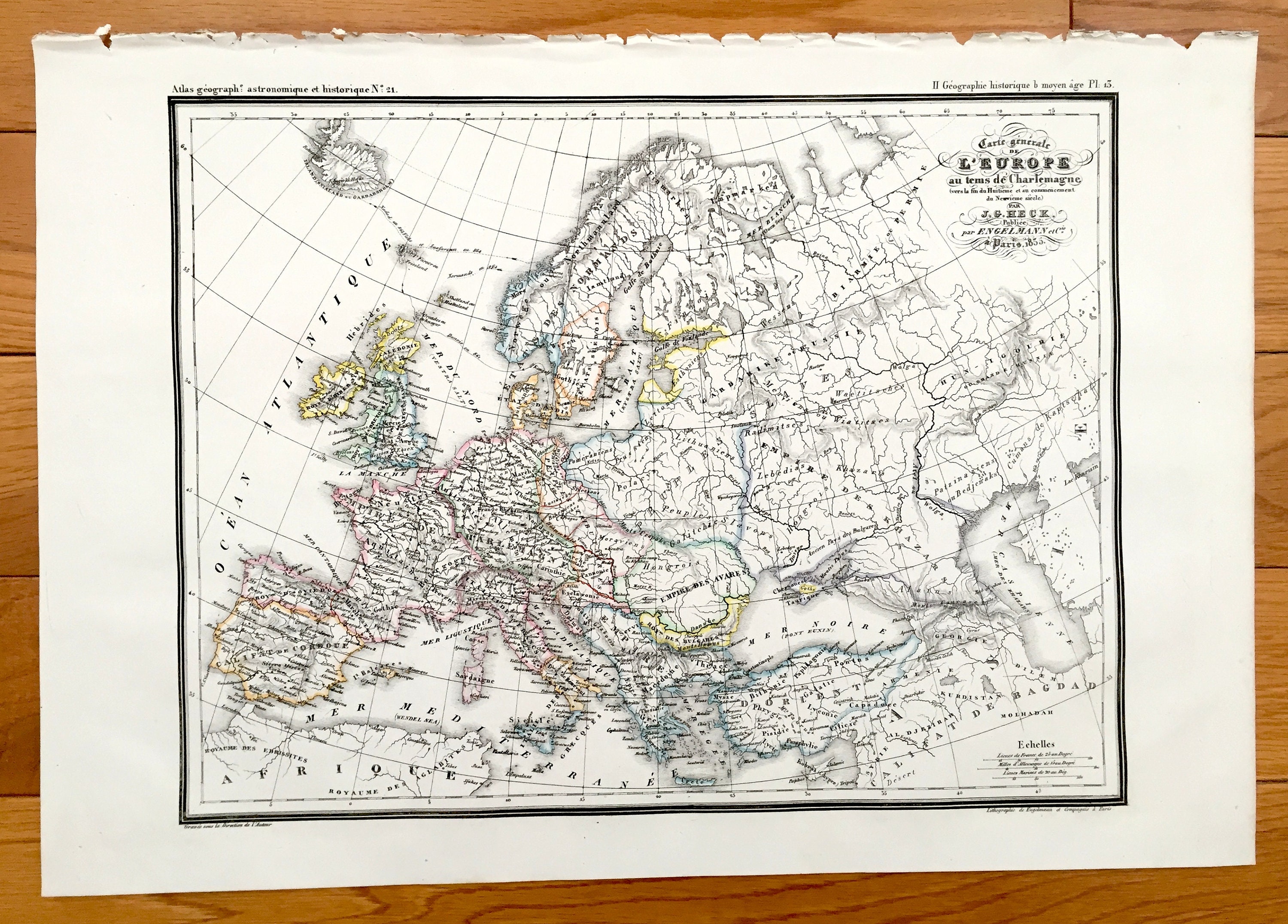 Antique 1835 Ancient Europe Map From JG Heck's Atlas Géographique ...