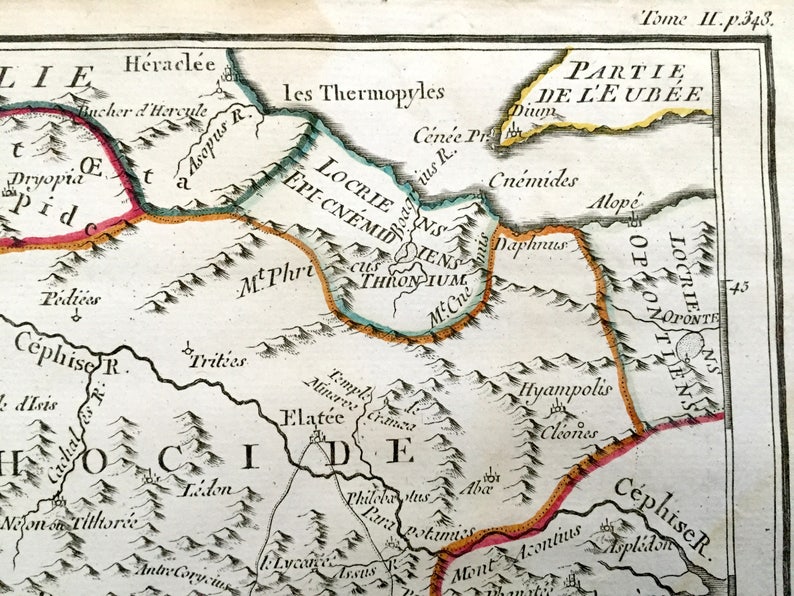 Antique 1787 Phocis & Doris Greece Map Engraving From Chez - Etsy