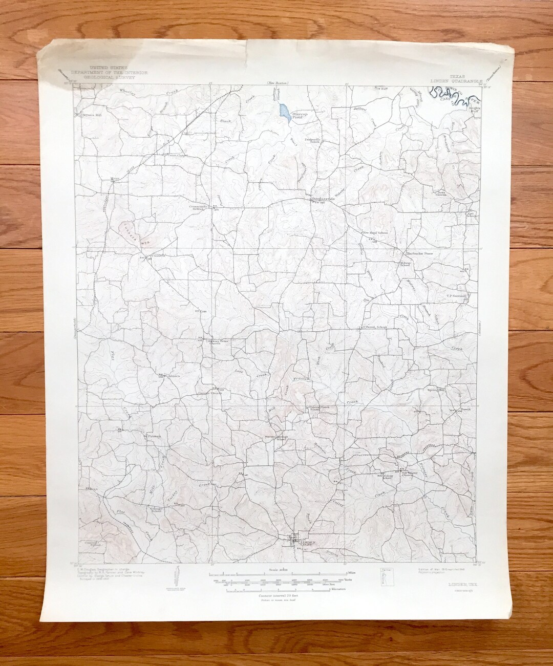 Antique Linden, Texas 1910 US Geological Survey Topographic Map ...