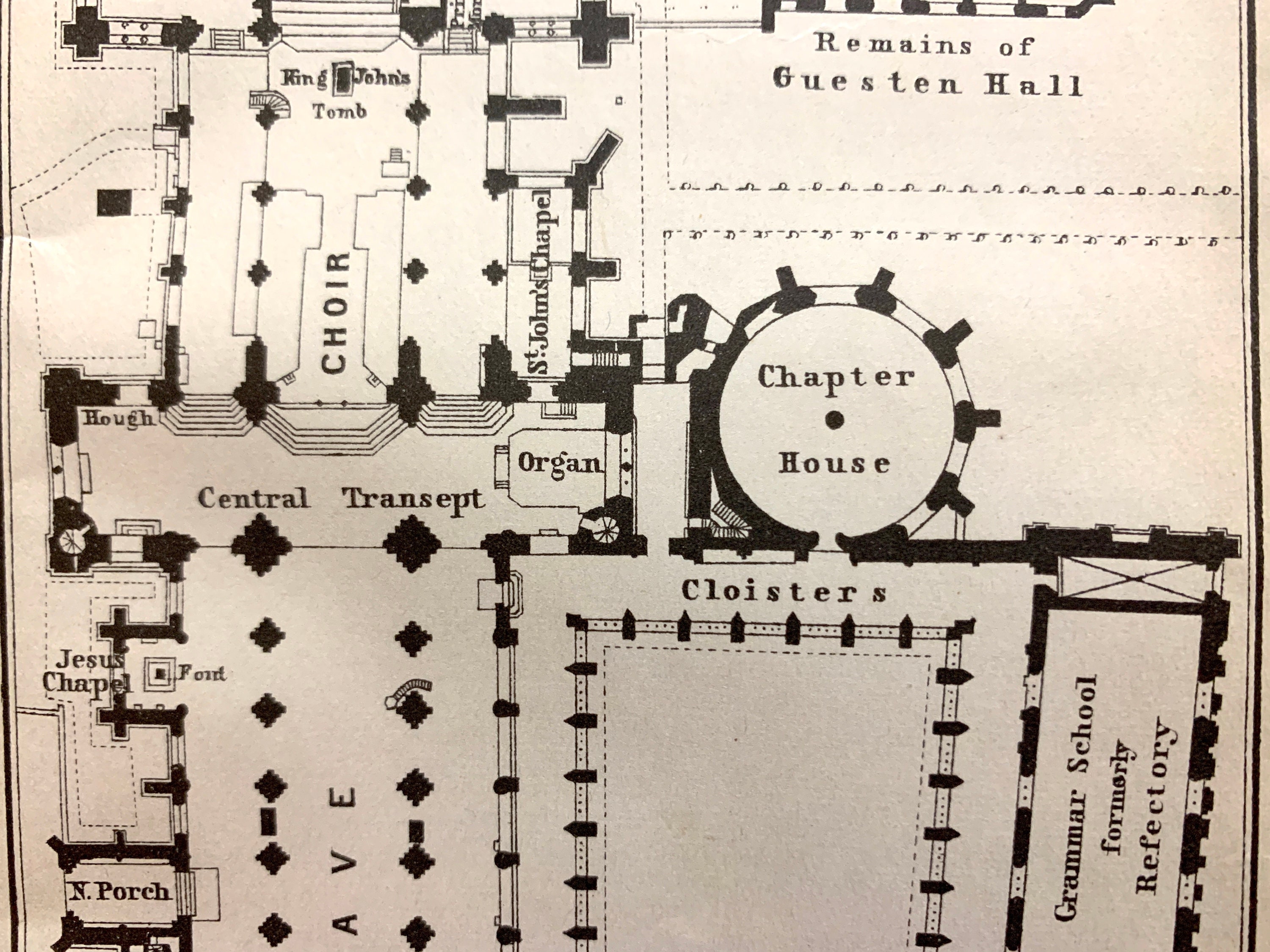 Antique 1906 Worcester Cathedral Architectural Plan From Baedekers ...