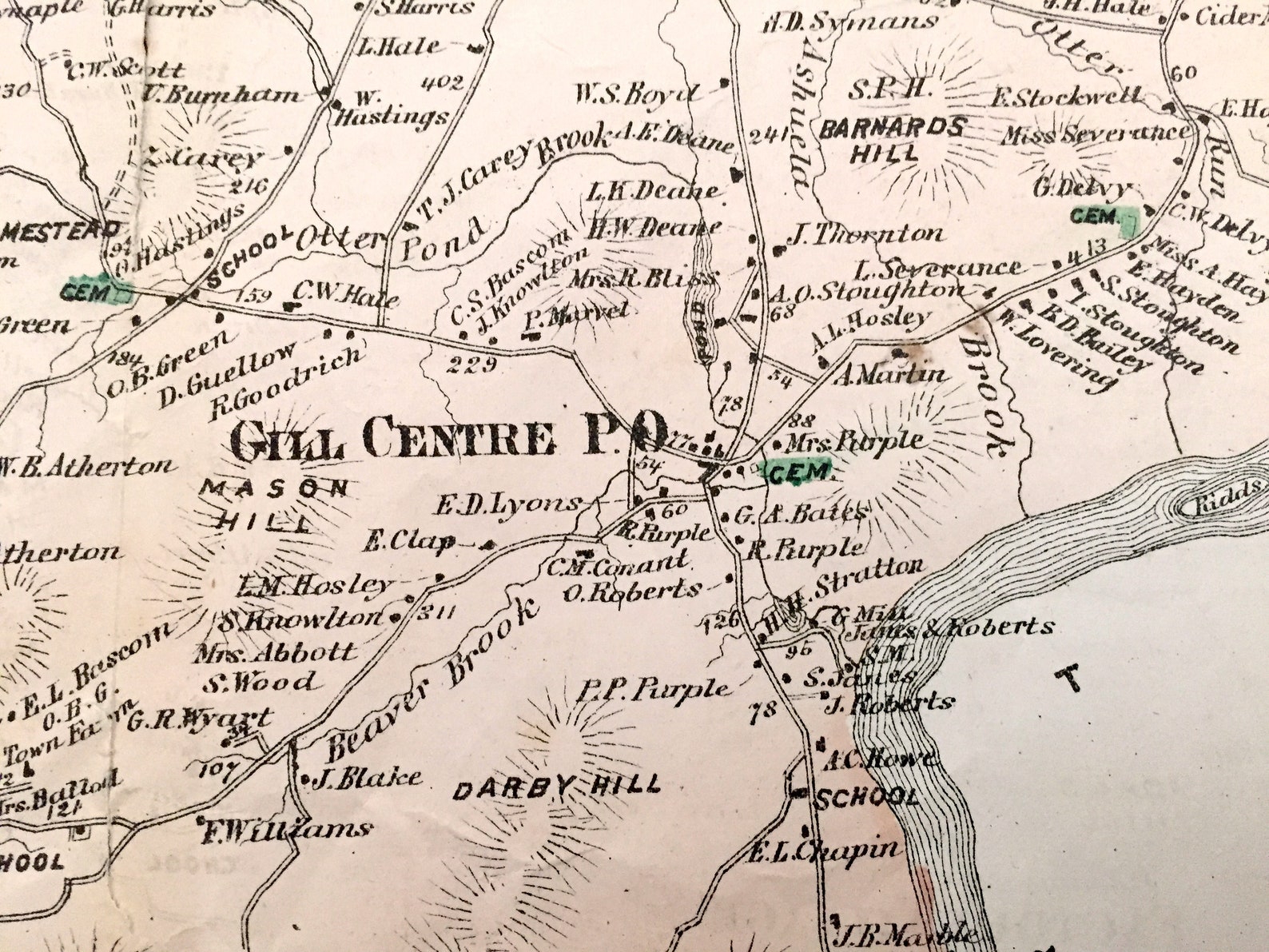 Antique 1871 Greenfield & Gill Massachusetts Map from F.W. | Etsy