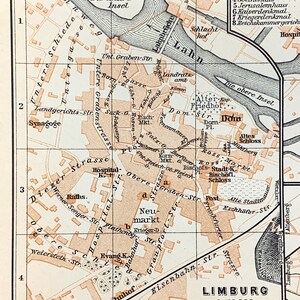 Antique 1911 Limburg an Der Lahn and Wetzlar, Germany Map From ...