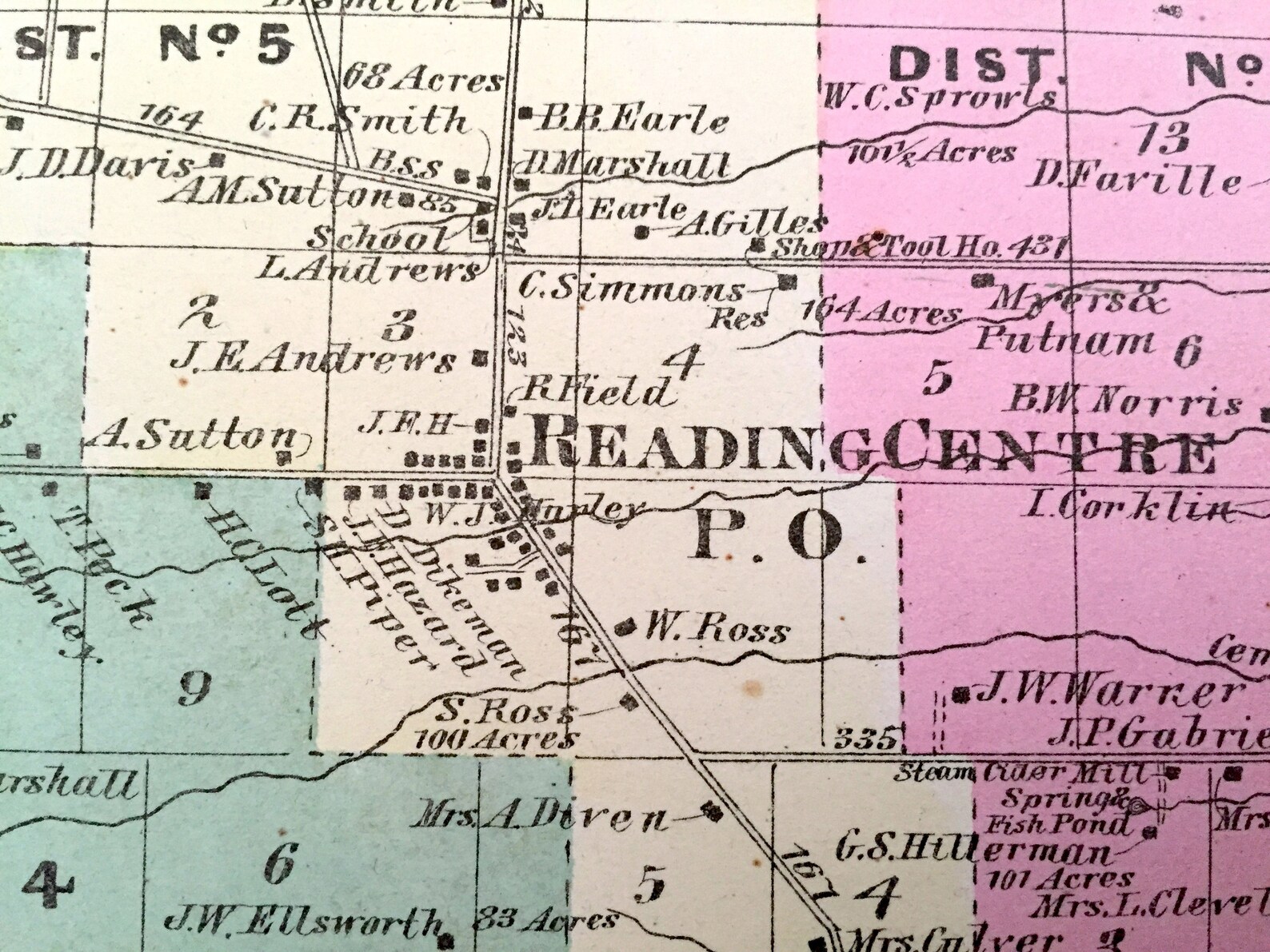 Antique 1874 Reading New York Map From Pomeroy Whitman & Co. | Etsy