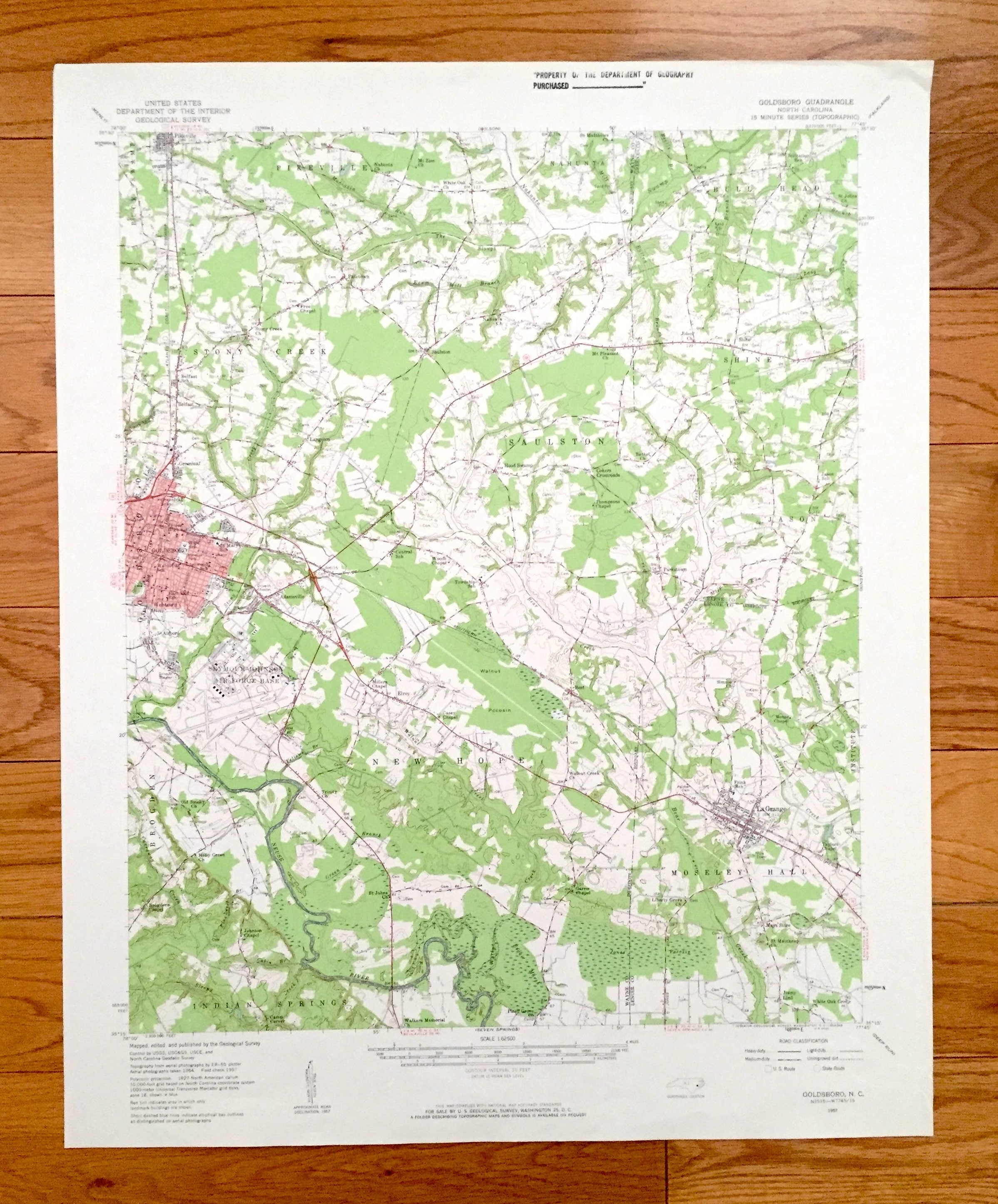Antique Goldsboro, North Carolina 1957 US Geological Survey Topographic ...