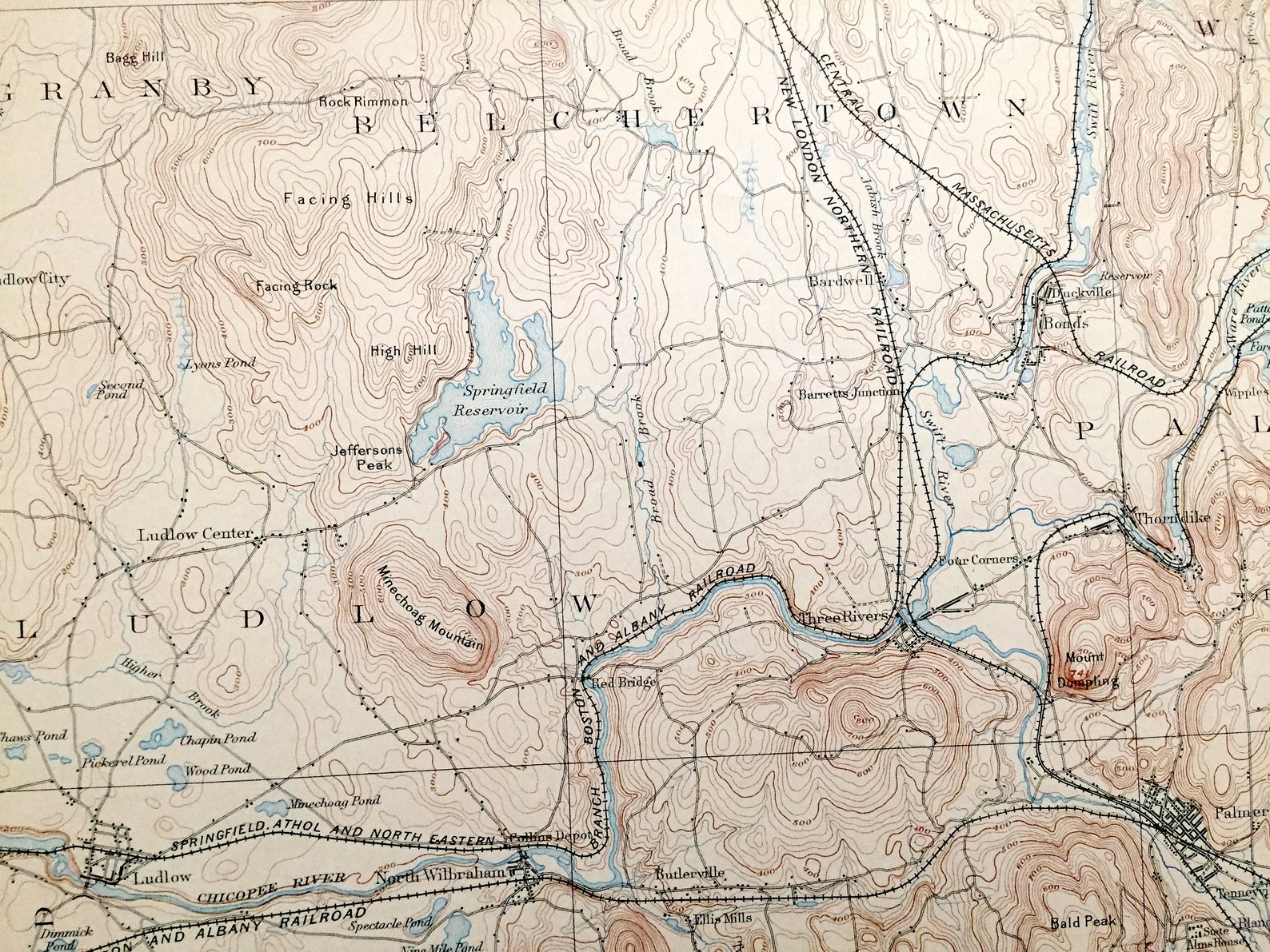 Antique Palmer, Massachusetts 1893 US Geological Survey Topographic Map ...