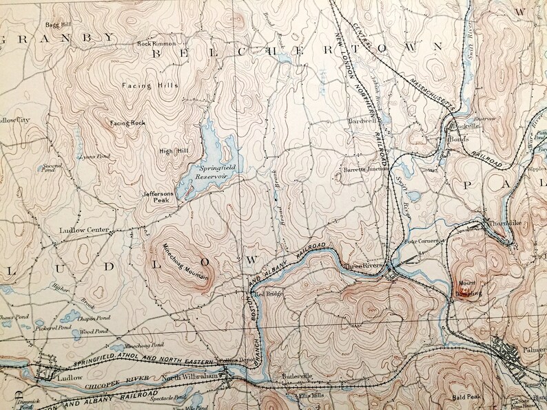 Antique Palmer, Massachusetts 1893 US Geological Survey Topographic Map ...