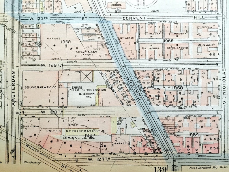 Antique Manhattan, New York City Map From Bromley's 1925 Manhattan Land ...