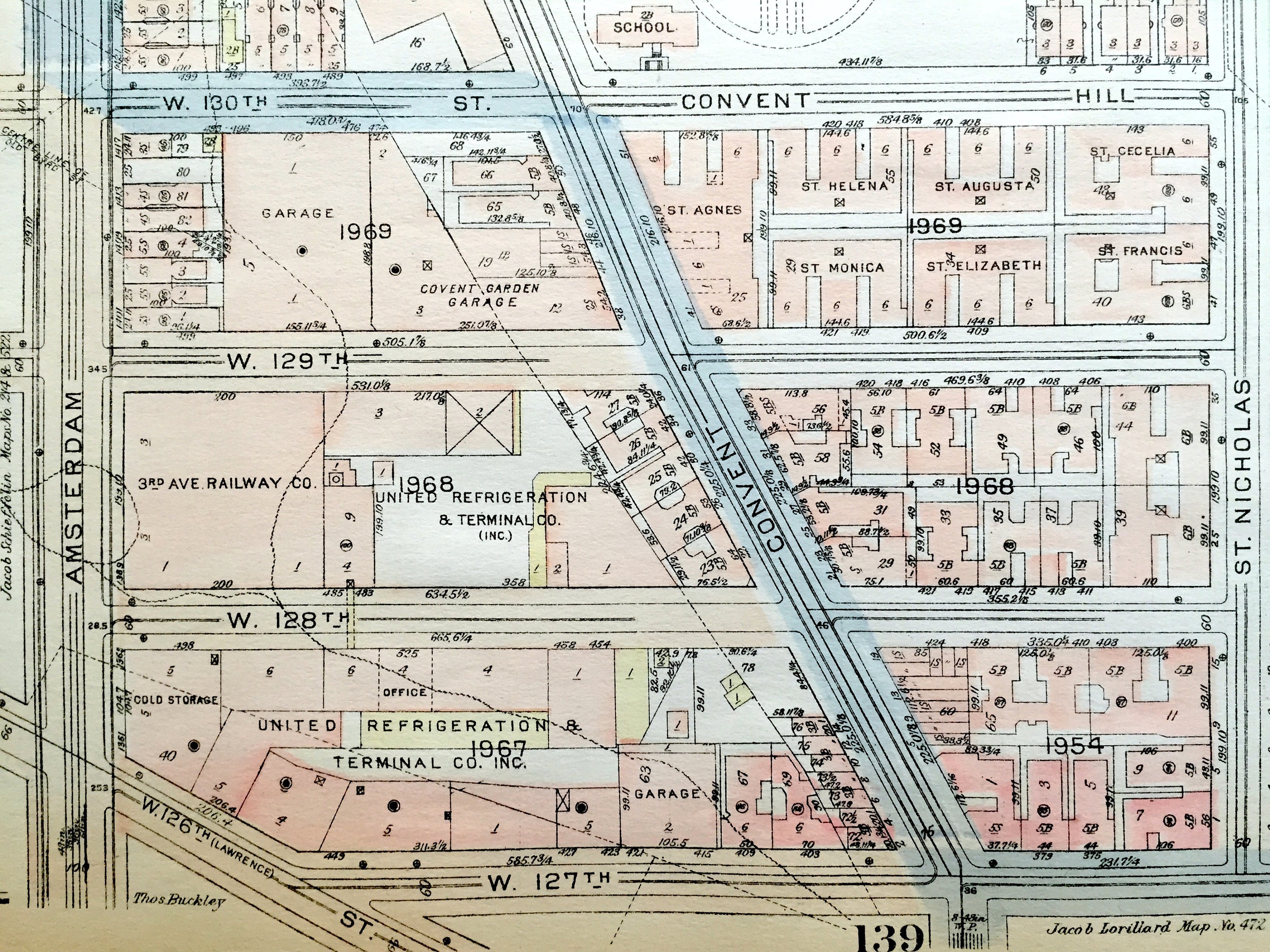 Antique Manhattan, New York City Map From Bromley's 1925 Manhattan Land ...