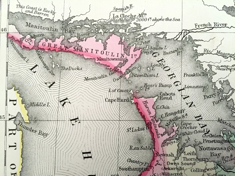 Antique 1871 Ontario Canada Map by S.A. Mitchell Toronto | Etsy
