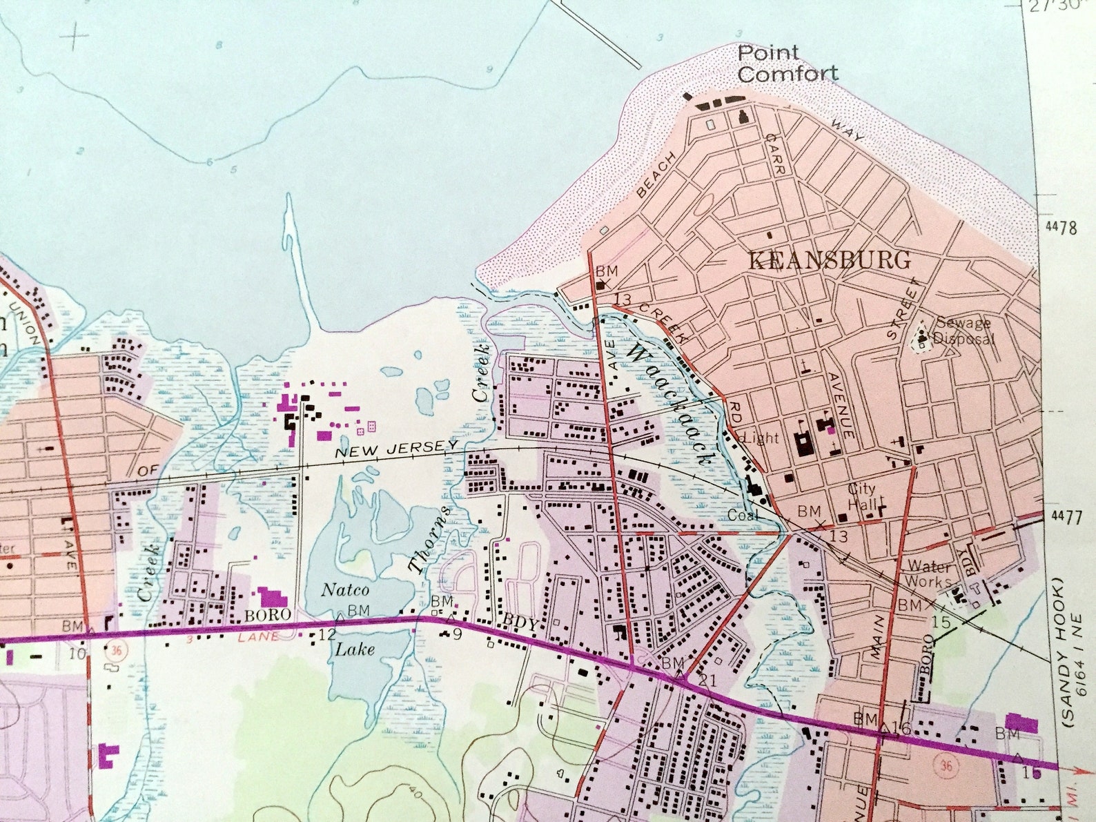 Antique Keyport, New Jersey 1954 US Geological Survey Topographic Map ...