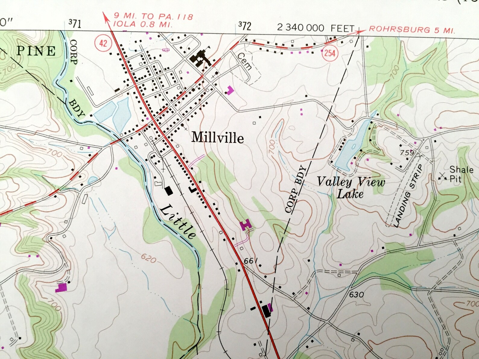 Antique Millville, Pennsylvania 1968 US Geological Survey Topographic ...