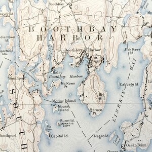 Antique Boothbay, Maine 1891 US Geological Survey Topographic Map ...