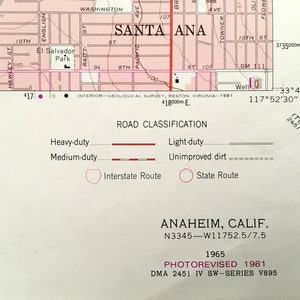 Antique Anaheim, California 1965 US Geological Survey Topographic Map ...