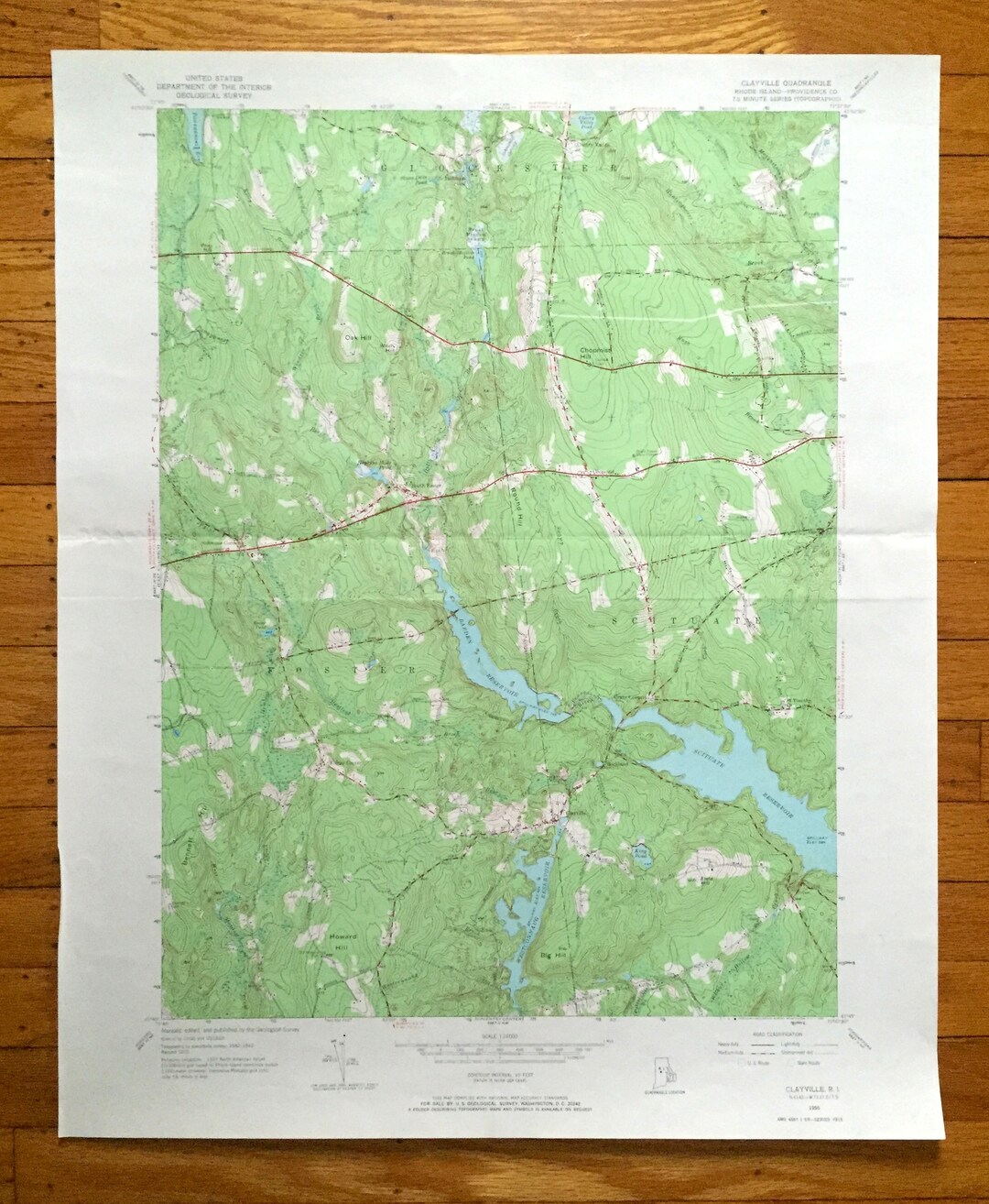 Antique Clayville, Rhode Island 1955 US Geological Survey Topographic ...