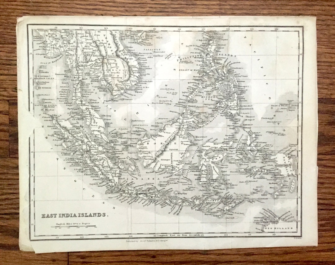 Antique 1845 East Indies Map by Archibald Fullarton & Co - Etsy