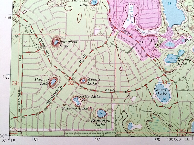 Antique Lake Helen, Florida 1966 US Geological Survey Topographic Map ...