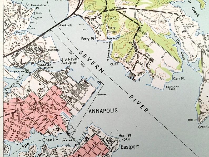 Antique Annapolis, Maryland 1953 US Geological Survey Topographic Map ...