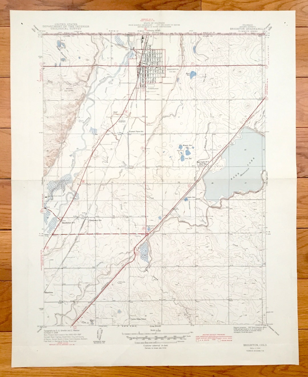 Antique Brighton, Colorado 1944 US Geological Survey Topographic Map ...