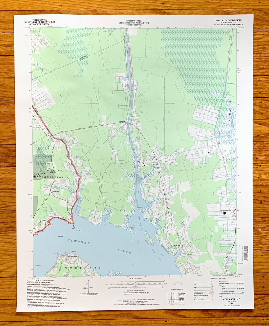 Antique Core Creek, North Carolina 1994 US Geological Survey ...