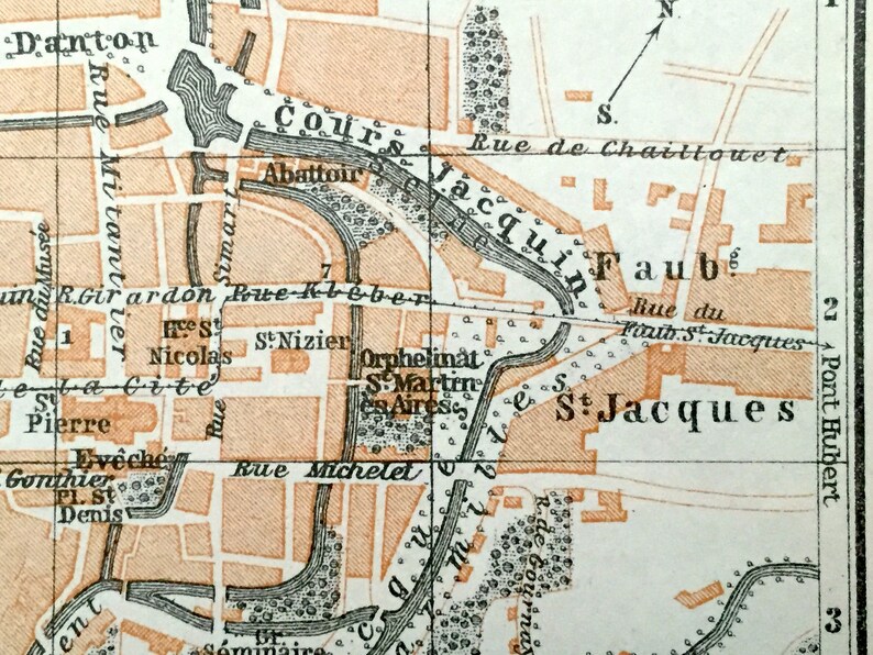 Antique 1909 Troyes France Map From Baedekers Guide Atlas - Etsy