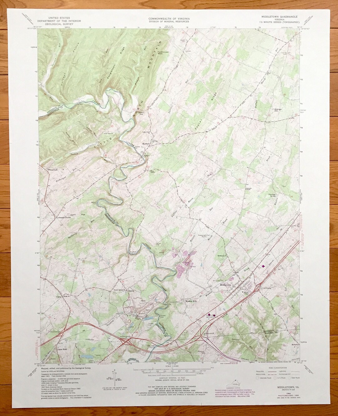 Antique Middletown, Virginia 1966 US Geological Survey Topographic Map ...