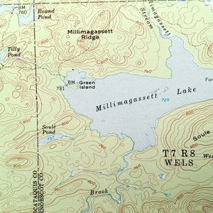 Antique Millinocket Lake, Maine 1954 US Geological Survey Topographic ...