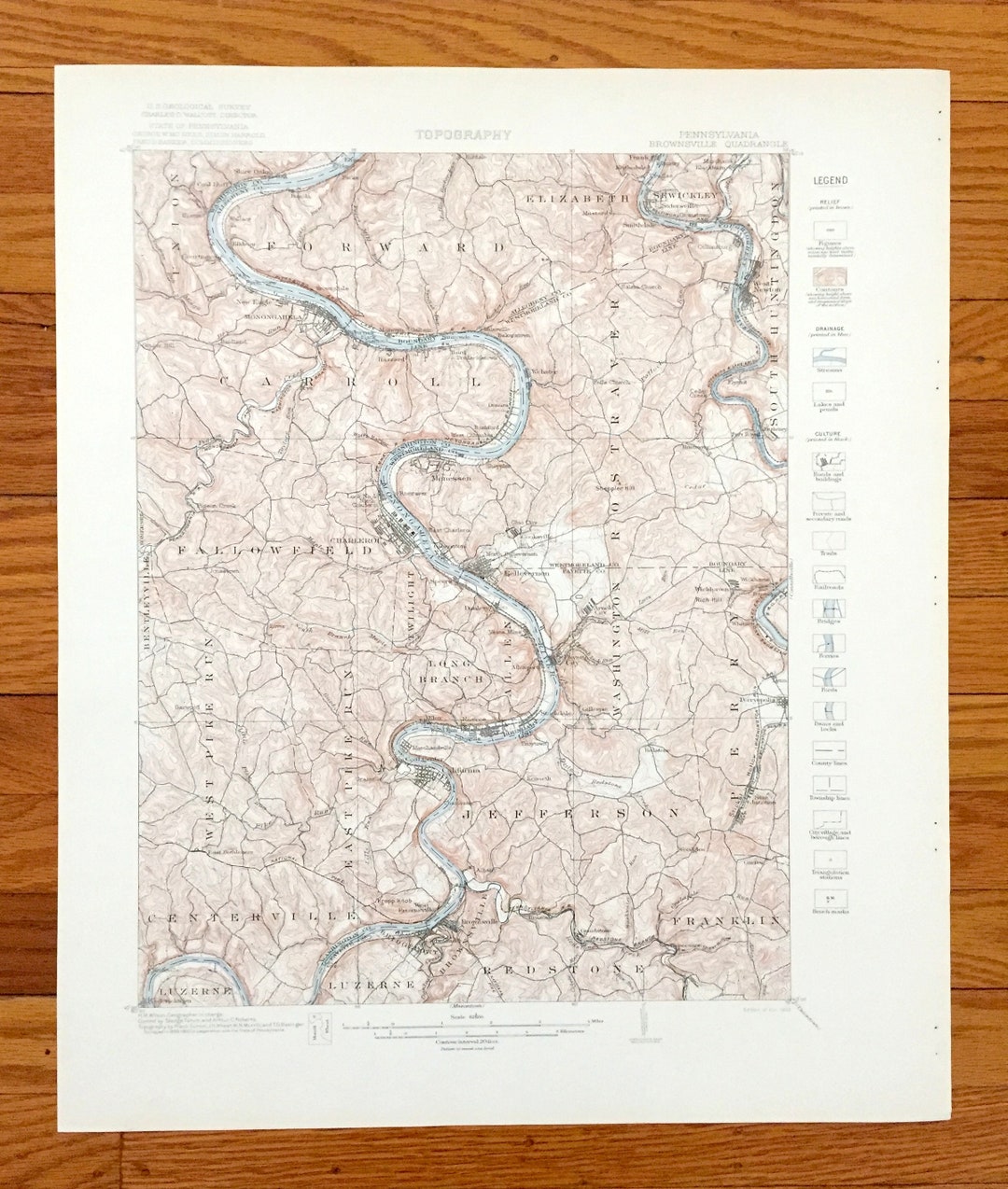 Antique Brownsville, Pennsylvania 1902 US Geological Survey Map ...