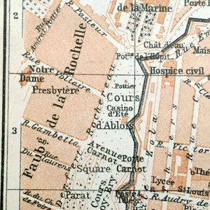 Antique 1914 Rochefort, France Map From Baedekers Guide Atlas ...