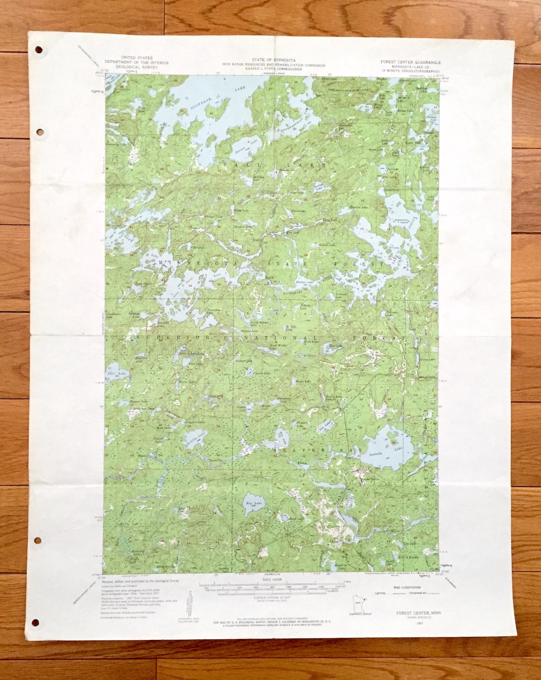 Antique Forest Center, Minnesota 1957 US Geological Survey Topographic ...