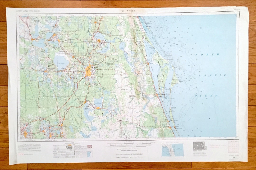 Antique Orlando, Florida 1955 US Geological Survey Topographic Map ...