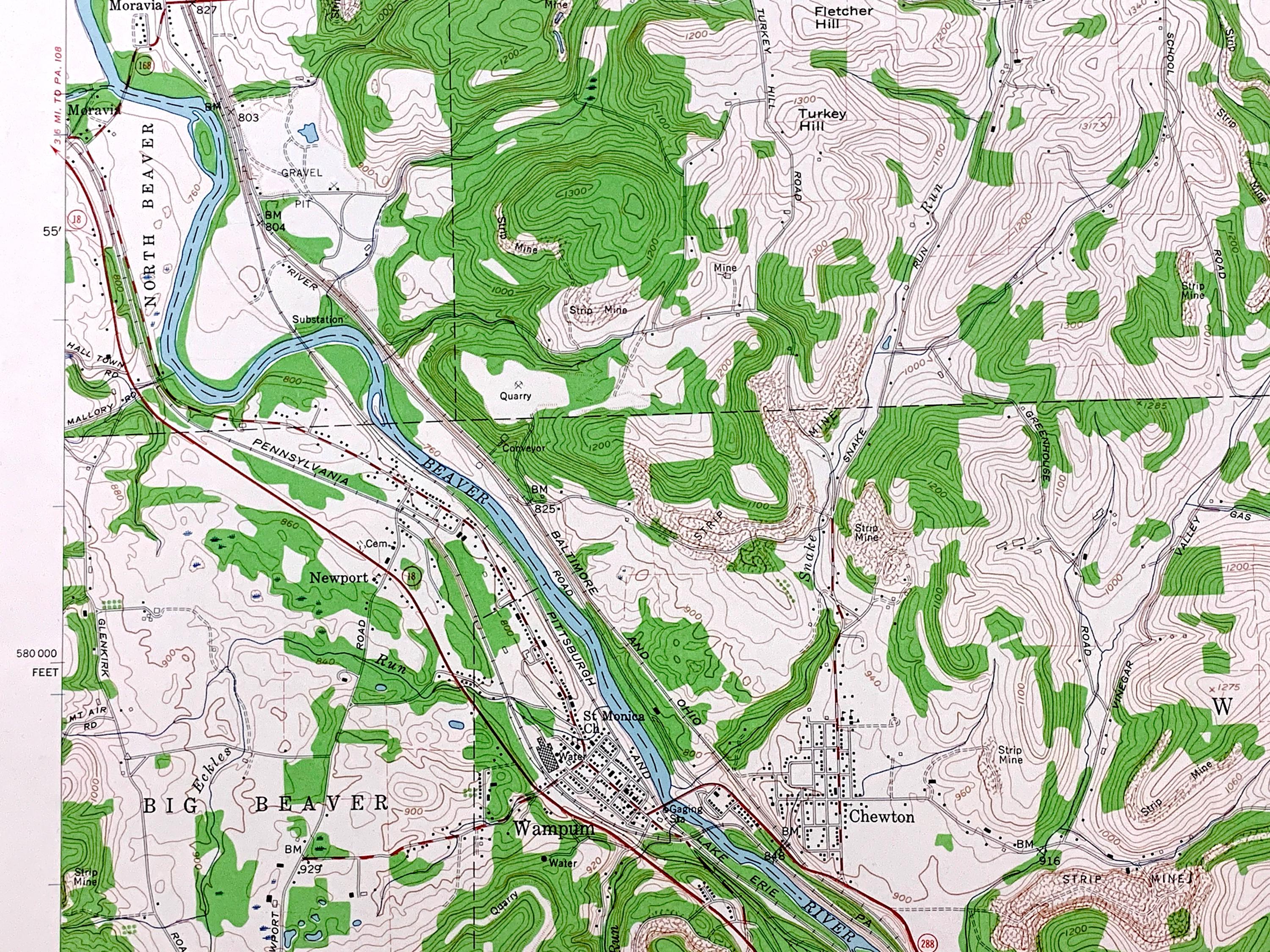 Antique New Castle South, Pennsylvania 1958 US Geological Survey ...