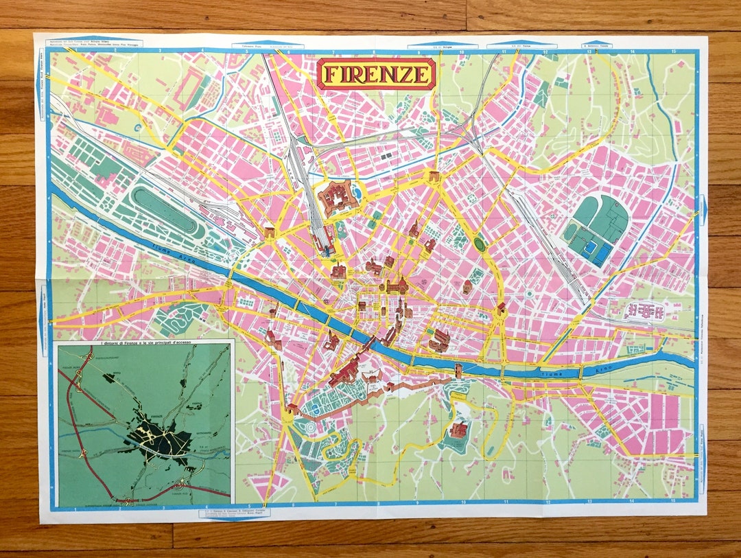 Antique 1960 Florence, Italy Pictorial Map From Aziendo Autonoma Di ...