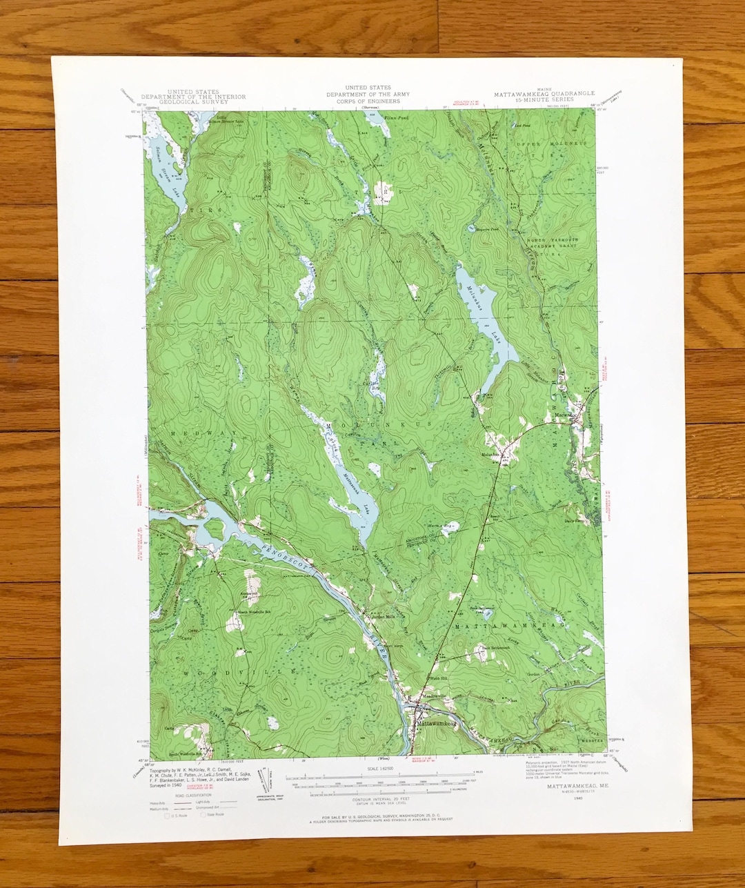 Antique Mattawamkeag, Maine 1940 US Geological Survey Topographic Map ...
