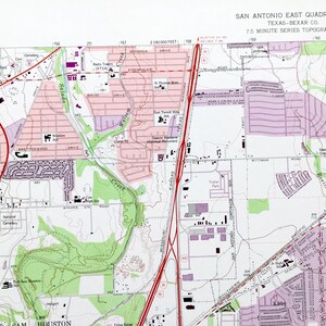 Antique San Antonio East, Texas 1967 US Geological Survey Topographic ...