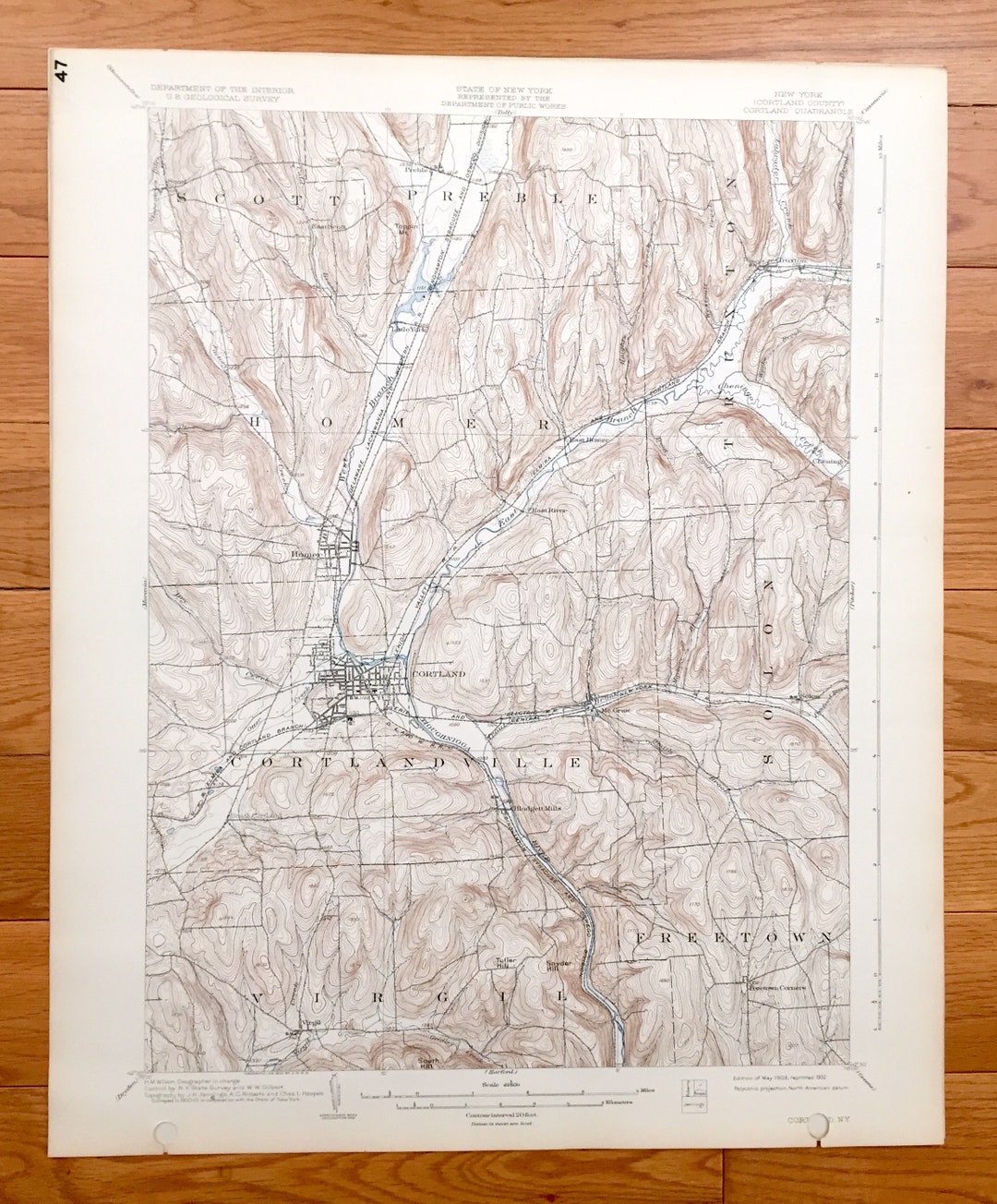 Antique Cortland, New York 1903 US Geological Survey Topographic Map ...