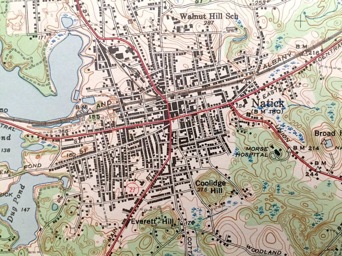 Antique Natick Massachusetts 1943 US Geological Survey Mapa | Etsy