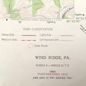 Antique Wind Ridge, Pennsylvania 1964 US Geological Survey Topographic ...