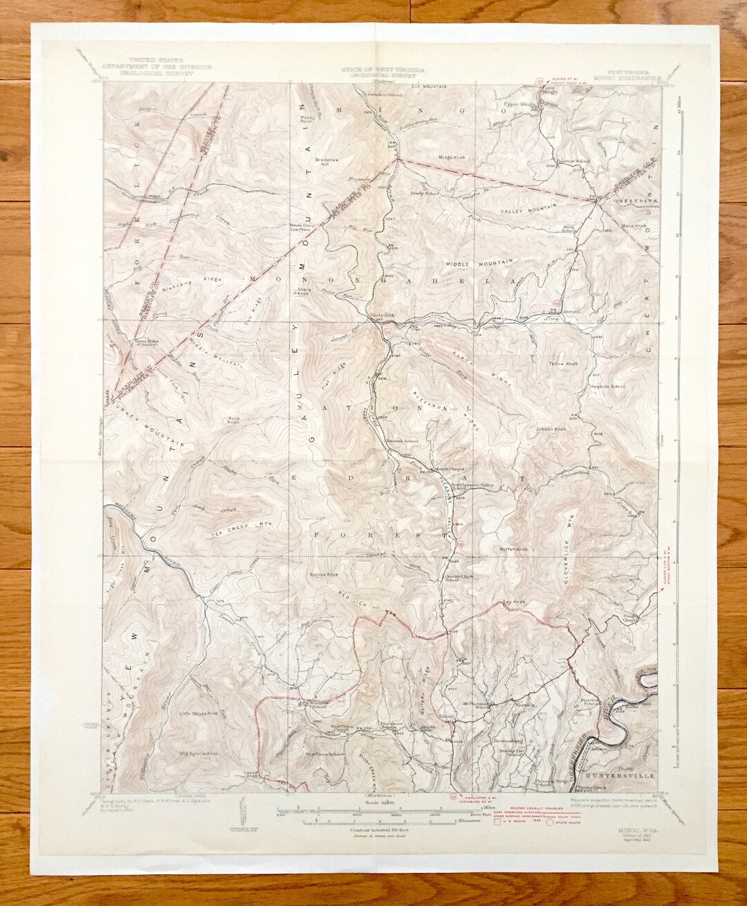 Antique Mingo, West Virginia 1925 US Geological Survey Topographic Map ...