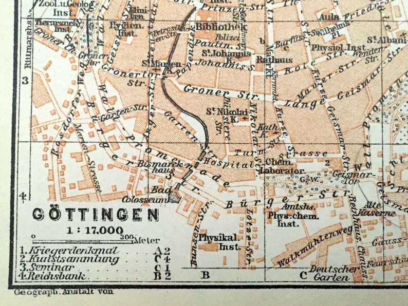 Antique 1925 Gottingen and Munden Germany Map From Baedekers - Etsy UK