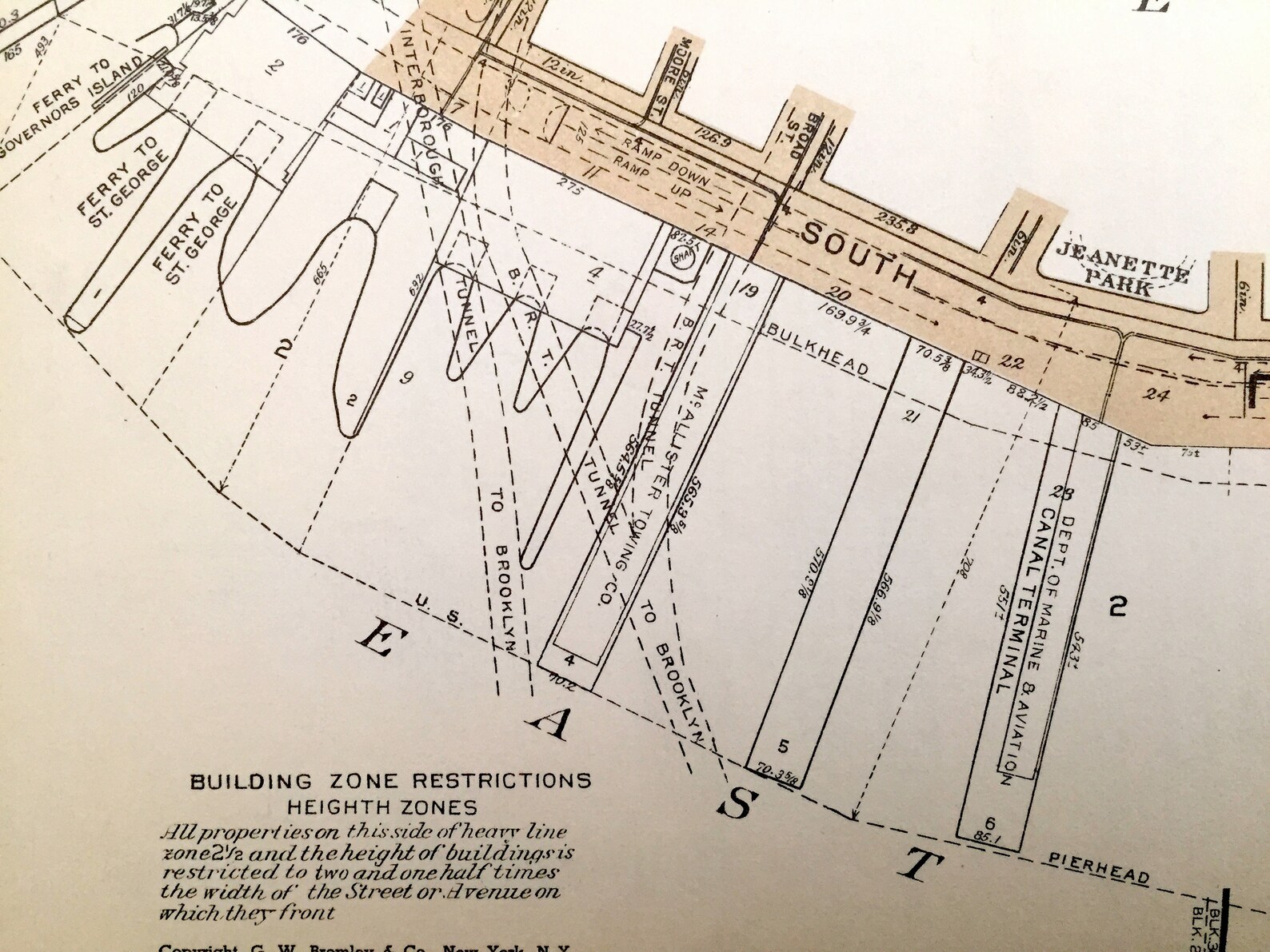 Antique Manhattan, New York Map From Bromley's 1955 Manhattan Land Book ...