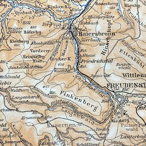 Antique 1911 Offenburg, Germany Map From Baedekers Guide Atlas – Baden ...