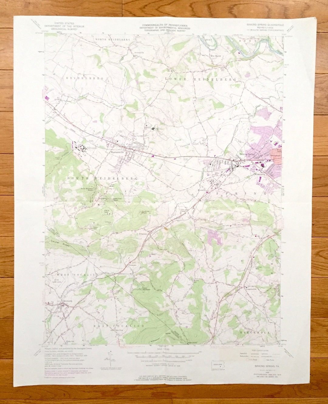 Antique Sinking Spring, Pennsylvania 1955 US Geological Survey ...