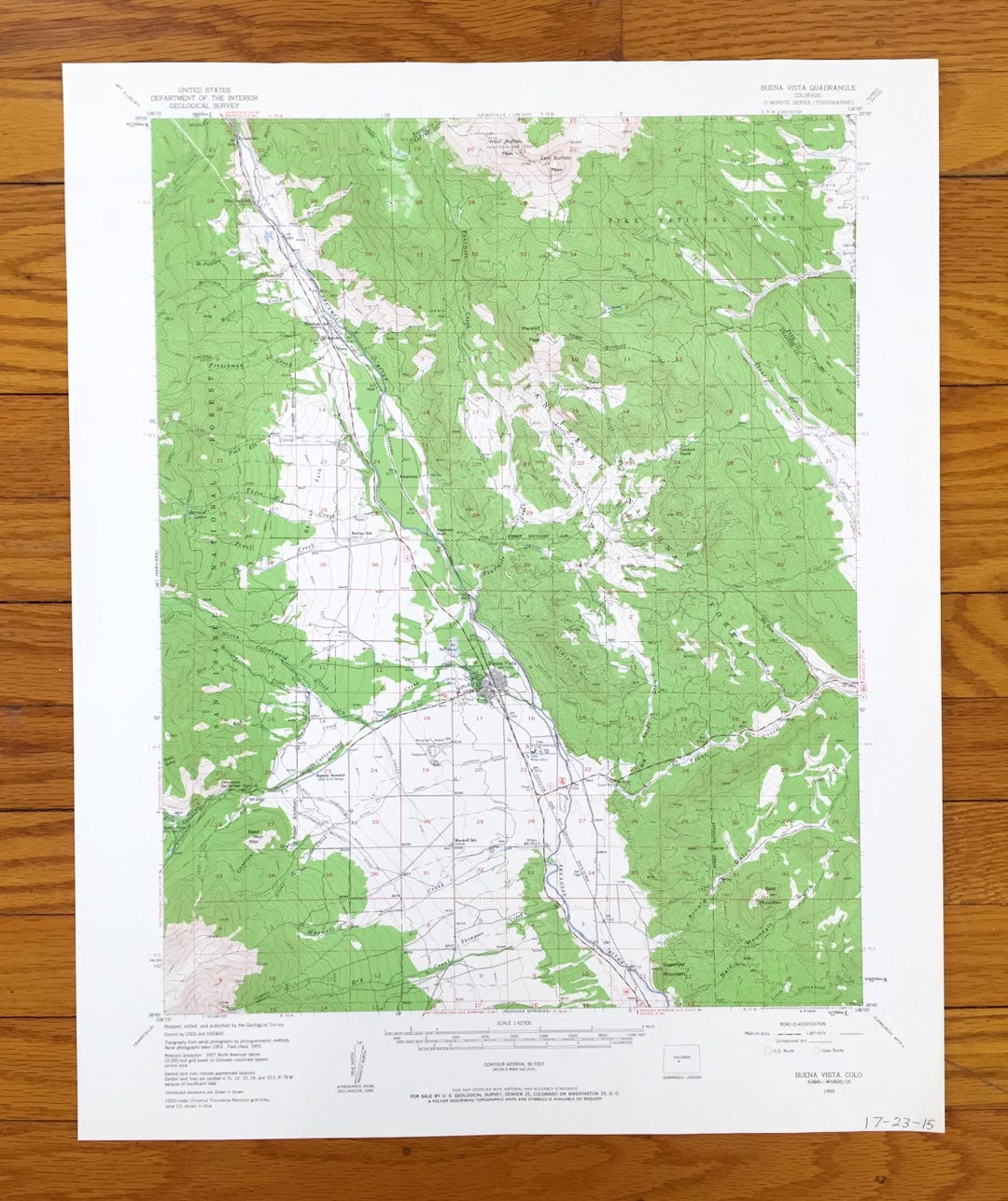 Antique Buena Vista, Colorado 1955 US Geological Survey Topographic Map ...